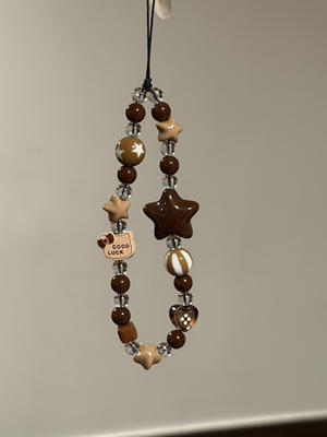 ins风棕色星星kt猫纽扣韩系手机链串珠挂件手机手链ccd挂件相机链
