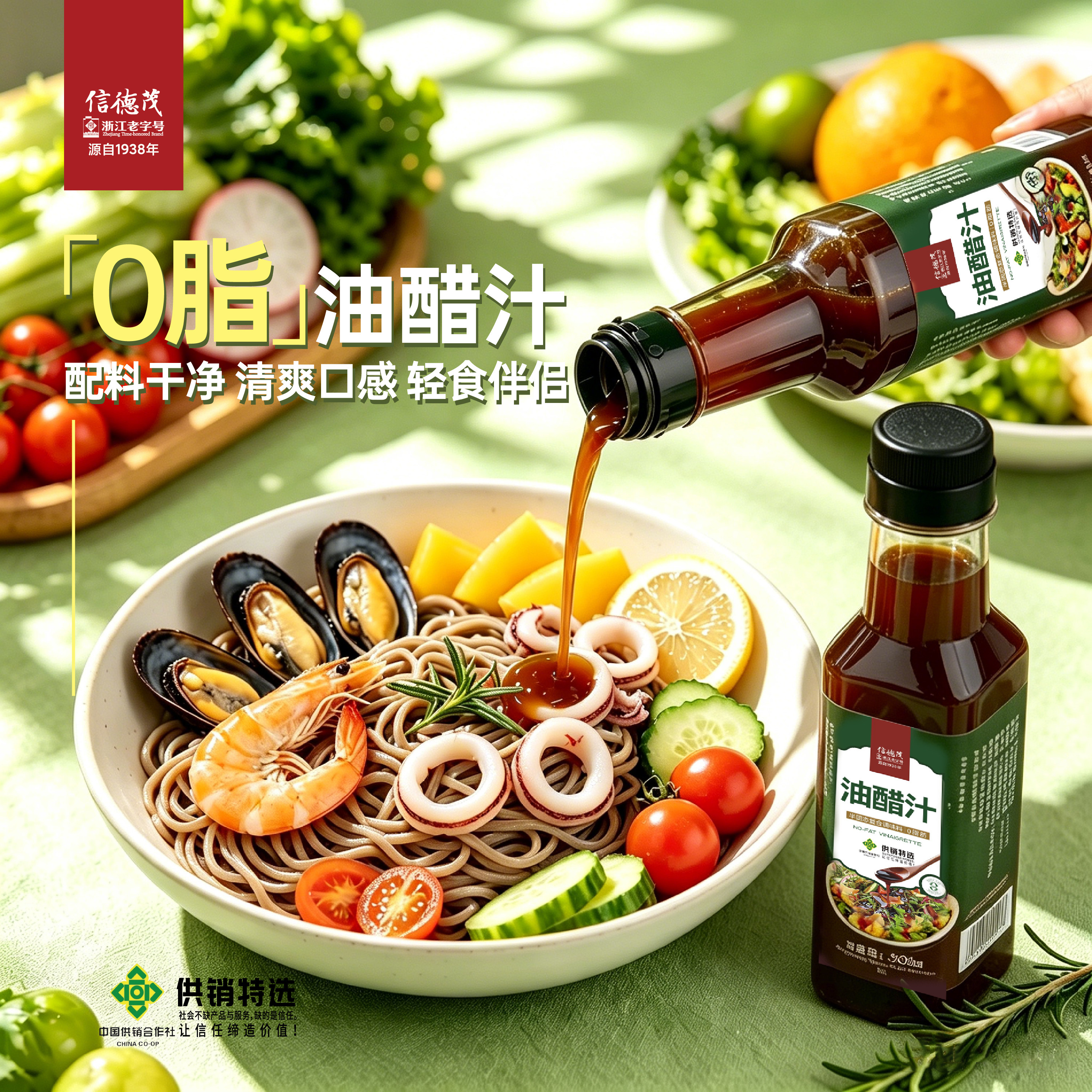 信德茂油醋汁0脂肪0糖蔬菜沙拉轻食专用酱料凉拌汁水煮菜蘸料调料