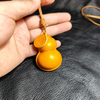 头层牛皮福禄钥匙扣真皮吊坠汽车钥匙扣福运挂饰吉祥挂件小葫芦