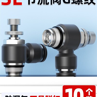气动气管带密封圈SL8-02调速阀节流阀快速快插接头气缸可调速开关
