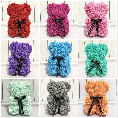 Artificial Flowers 25cm Rose Bear Girlfriend Anniversary Chr