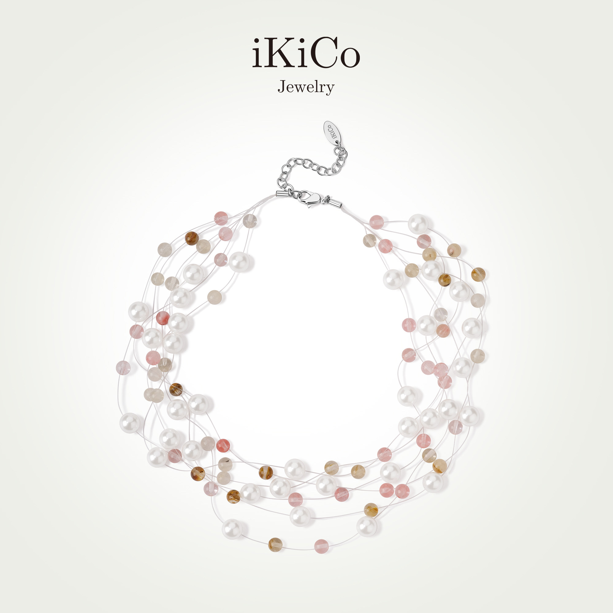 【绒耳朵同款】iKiCo花园满天星珍珠项链小众高级彩色悬浮夸张
