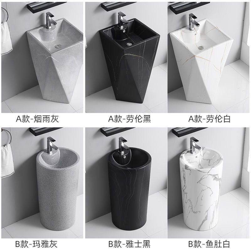 北欧风格立柱盆陶瓷一体洗手盆方形立柱式洗脸盆卫生间落地洗手台