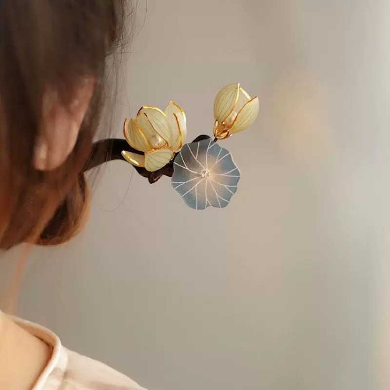 菡萏发簪木制新中式绝美簪子2026新款独特荷花发饰民族特色服配女