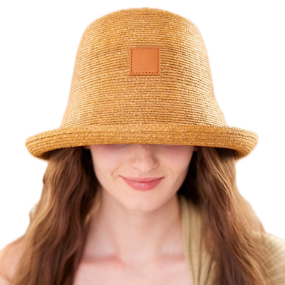 NKT手编拉菲草甜筒帽高端奢侈品草帽进口手工遮阳帽出游海滩好看