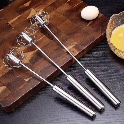 Semi-automatic Egg Beater Stainless Steel Whisk Manual Press