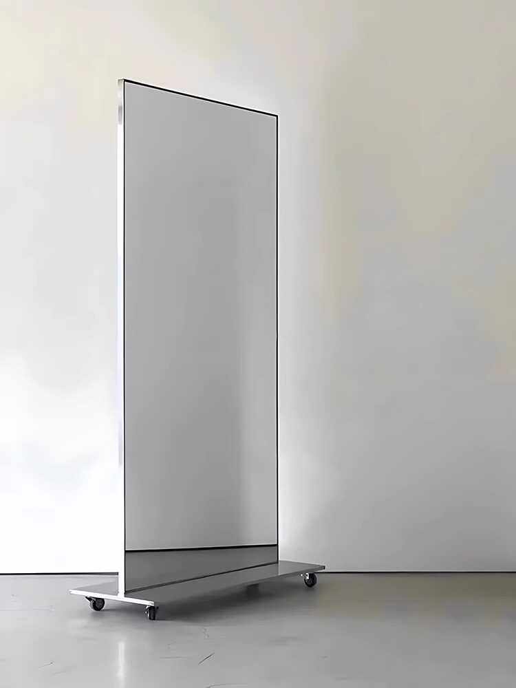 Clothing Store Full-Length Mirror Stainless Steel Frame Movable Mirror ...