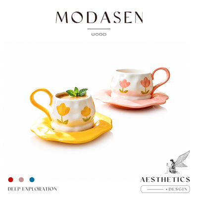 MODASEN郁金香陶瓷咖啡杯碟礼物