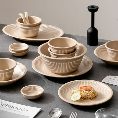 Ceramic underglaze color tableware set, rice bowl, plate, bowl, household bowl and plate set, housewarming gift bowl an