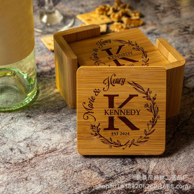 Bamboo coaster carving roller coaster set, afternoon tea, coffee, mug mat, party, high footed cup base, insulation pad