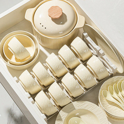 Kangmo KANGMO Underglaze Colored Milk Oil Wind Bowl and Chopstick Set Ceramic Bowl and Dish Set Home Gift