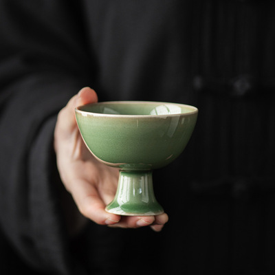 Celadon High footed Cup, Ceramic Master Cup, Personal Cup, Special Tea Cup, Large Single Tasting Cup, Household Kung Fu