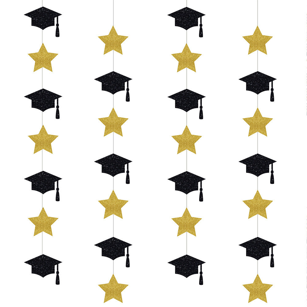 Cross border Graduation Season Flag Party Decoration Pendant Bachelor's Hat Star Pendant String University Graduation D