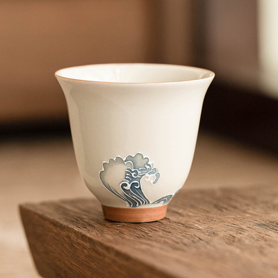 Stacked carved waves, bell shaped cups, tea tasting cups, hand-painted ceramic small tea cups, ladies' high-value tea s