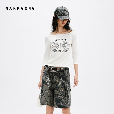 MARKGONG七分袖荡领露背