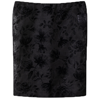 【MARKGONG】女装流行通勤流行独特时尚气质低腰双层黑色烂花半裙