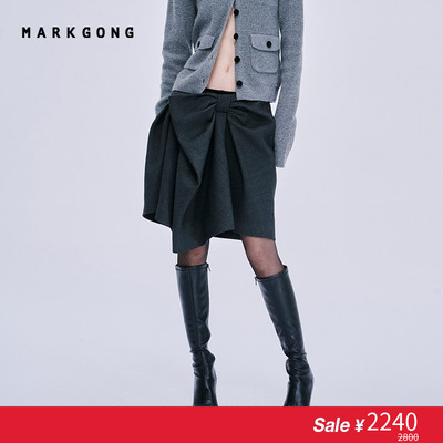 MARKGONG灰色蝴蝶结半裙