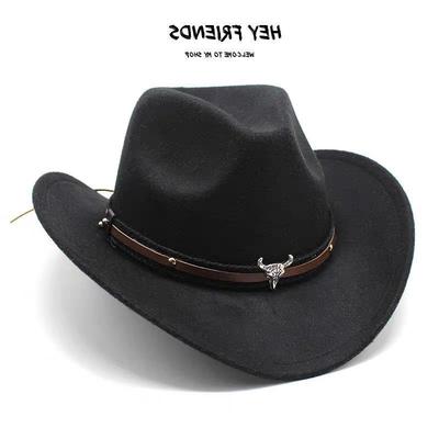 Western Cowboy Fedora Jazz Hat 男女毛呢西部牛仔礼帽爵士帽