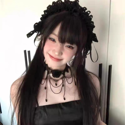 万圣节黑色蕾丝花朵流苏项链