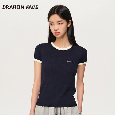 【明星同款】龙脸DRAGON FACE撞色短袖T恤女士T恤夏季新品