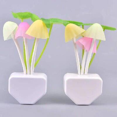 1Pc Romantic LED Night Light Mushroom Sensor Plug-in Wall