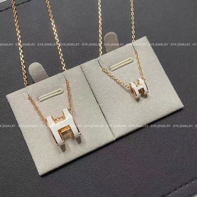 H字母项链女18k新款mini吊坠轻奢小众不掉色珐琅锁骨链送女友礼物