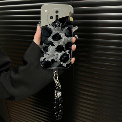 适用于OPPOFindX7手机壳FindX7pro保护套FindX6不顶膜FindX5防摔FindX3新款黑玫瑰镜头全包保护壳创意简约菲