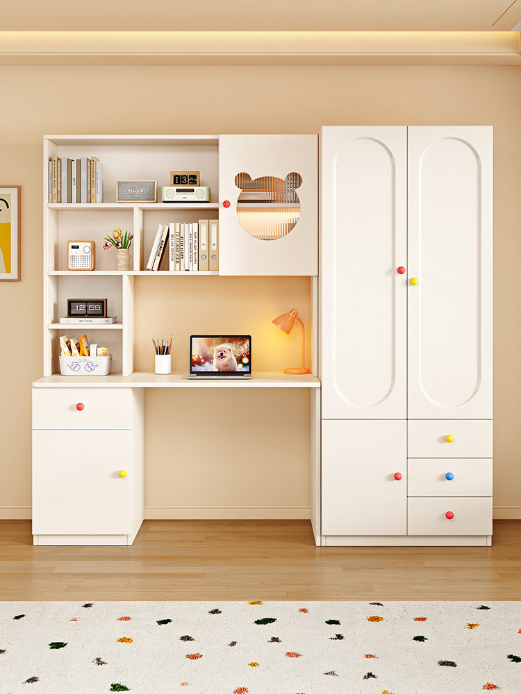 Wardrobe with Desk and Bookshelf Integrated Combination Table for ...