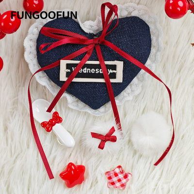 fungoofun/梵高范包面配件包包扣花  深蓝色爱心