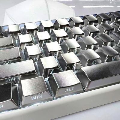 银色机械键盘帽原厂高度金属质感侧刻透光wooting60he迈从ace68
