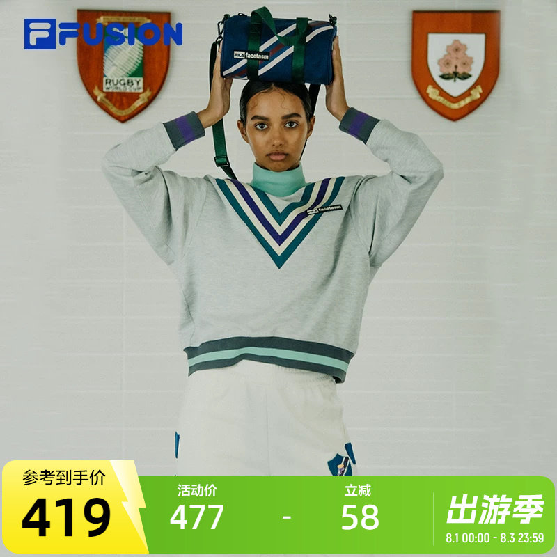 FILA FUSION × FACETASM斐乐潮牌女子套头衫2024春新款宽松卫衣