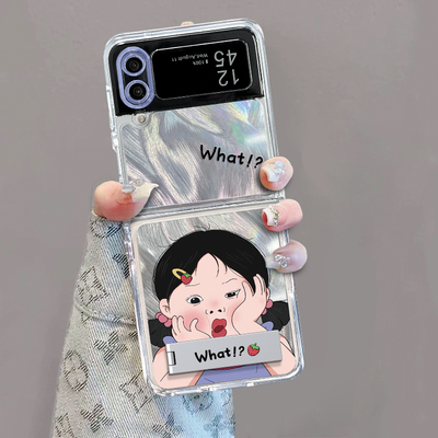 适用于三星GalaxyZFlip4手机壳GalaxyZFlip3/5/6手机套P50Pocket折叠屏华为Pocket2防摔oppo新款全包捂脸女孩