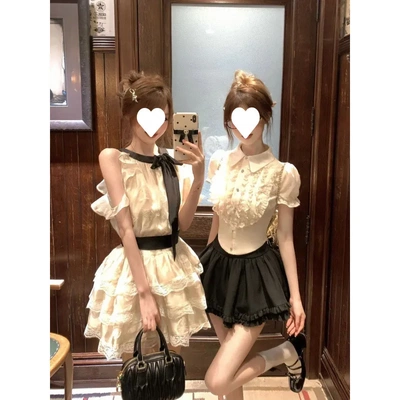 LazyDidi天鹅之梦 12m大裙摆复古盛宴连衣裙甜美系带蕾丝娃娃裙女