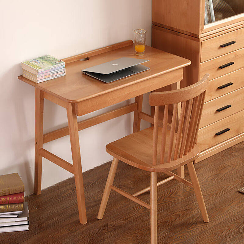 素杉实木书桌电脑桌课桌小户型学习桌办公桌写字台0.8米原木色_虎窝淘