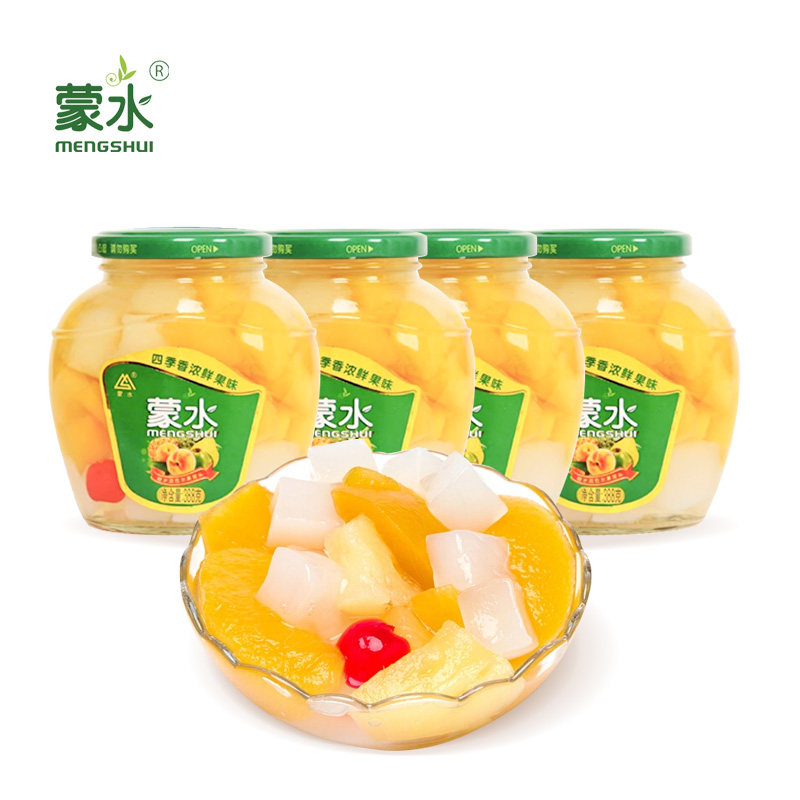 蒙水什锦罐头388g*4罐新鲜水果罐头蛋糕披萨烘焙原料平邑直发
