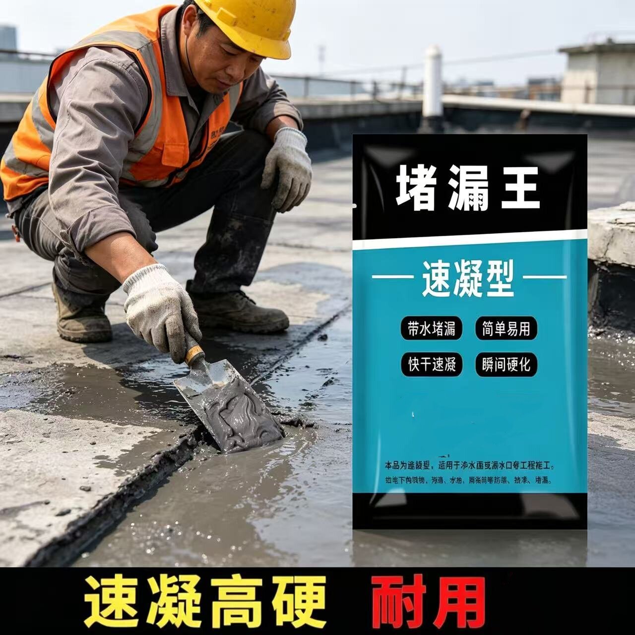 堵漏王速干水泥防水补漏材料屋顶裂缝胶剂卫生间地漏水不漏速凝型