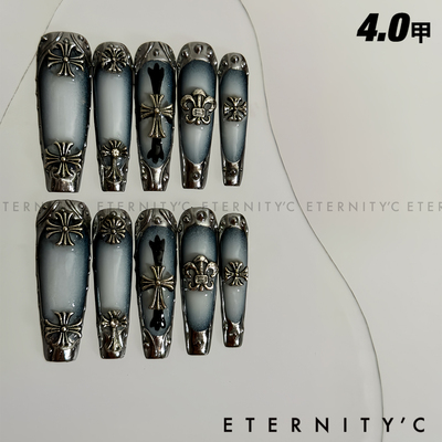 C+湮灭之镜 亚文化新款欧美高级小众超长重工质感美甲穿戴甲手工