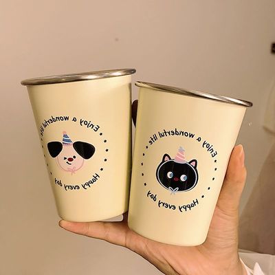 不锈钢304简约家用洗漱杯高颜值卡通可爱牙刷刷牙情侣漱口杯创意