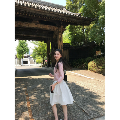 isaro uu 舒适自在全棉半裙~细边低腰卡胯蓬蓬复古感显瘦白色中裙