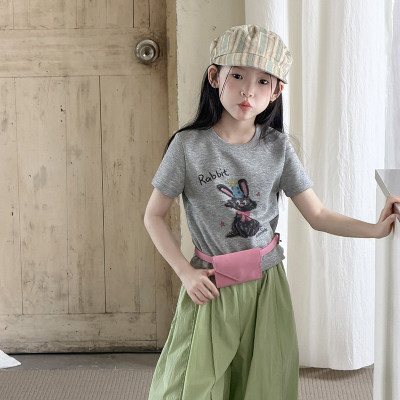 女童夏季短款卡通修身短袖T恤