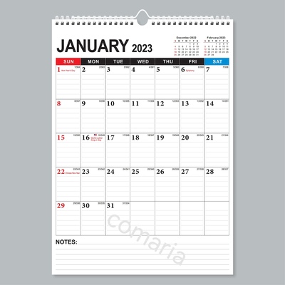 English 430mmx305mm wall calendar2024 monthly yearly planner