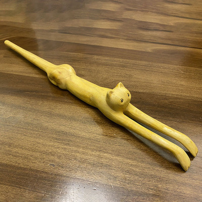 新品CAT-SHAPED BACK SCRATCHER 木制猫形背部抓挠棒可DIY挠痒棒