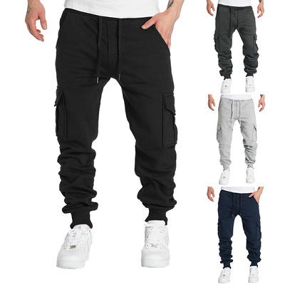 Men's sweatpants 抓绒休闲工装裤男士多口袋裤子运动休闲长裤男