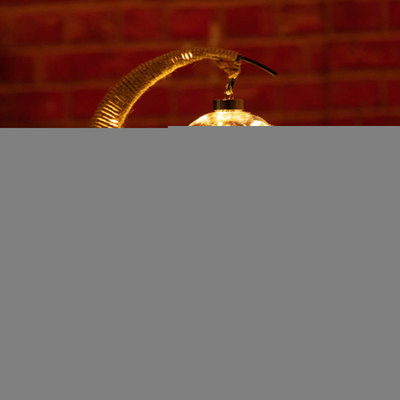 LED Moon Sepak Takraw Lamp Handmade Hemp Rope Wrought Iron