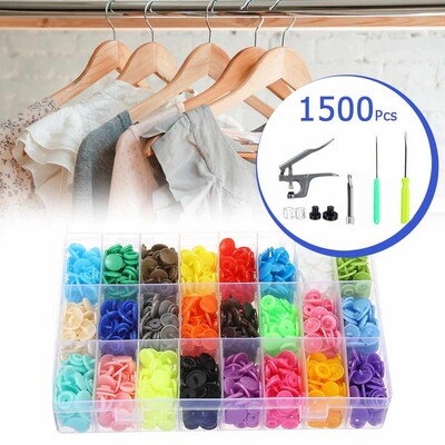 15/24Colors 640pcs/1500pcs Metal Prong Snap Button Grommets