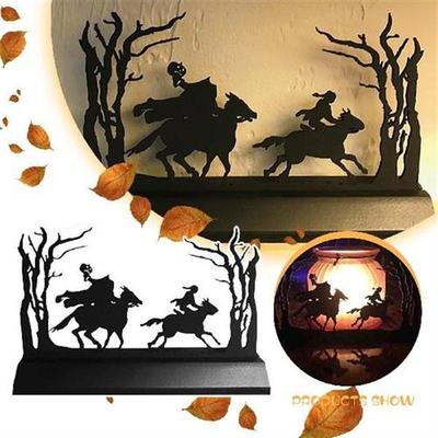 Standing Wooden Headless Horseman Scene Silhouette