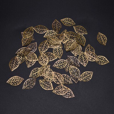 50Pcs Leaves Filigree Metal Crafts Jewelry DIY Accessories