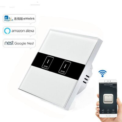 EU Standard 2 Gang Wifi Control Switch via Android and IOS,