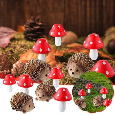 Kerajinan Resin Lumut Taman Ornamen Miniatur Jamur Titik