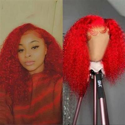 Synthetic Short Curly Red Glueless Preplucked Lace Front Wig